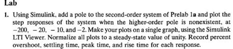 Solved Prelab A Given The Transfer Function G S Chegg