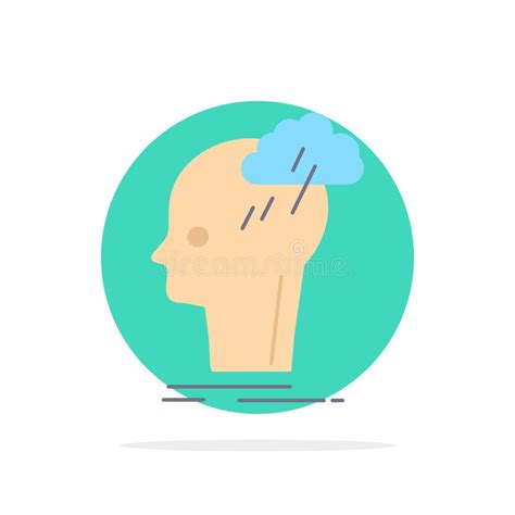 Brainstorm Creative Head Idea Thinking Flat Color Icon Vector Stock