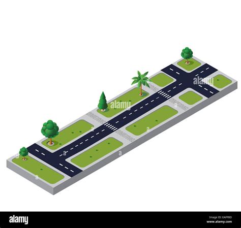 Isometric Vector Road With Trees And Crossroads Stock Photo Alamy