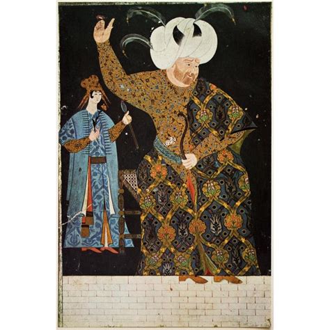 Portrait Of Selim Ii By Reis Haydar Original 1940s Gold Foiled Swiss