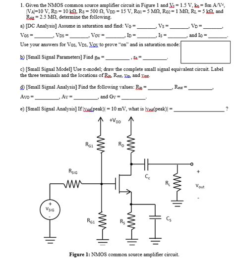 Solved Given The NMOS Common Source Amplifier Circuit In Chegg Com