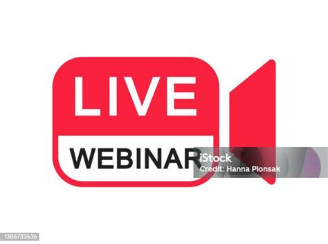라이브 웨비나 버튼 라이브 스트림 로고 화상 회의 아이콘입니다 라이브 방송 버튼 온라인 모임 아이콘입니다 소셜 미디어 웨비나 벡터 그림입니다 로고에 대한 스톡 벡터 아트 및