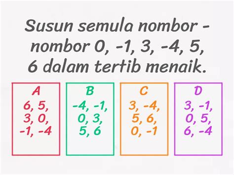 Latihan Pengukuhan Integer Quiz