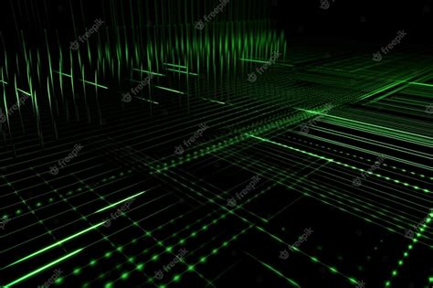 어두운 배경 자외선 스펙트럼 위에 있는 추상 네온 녹색 레이저 광선 Generative Ai 프리미엄 사진