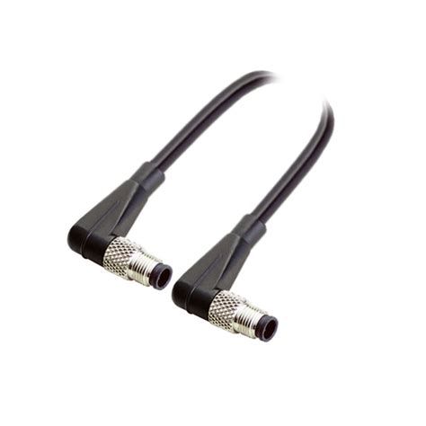 M5 3pins A code male to male right angle cable shielded PVC 40C 105C 26AWG 0 14mm² brass