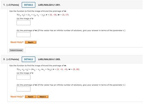 solved use the function to find the image of v and the