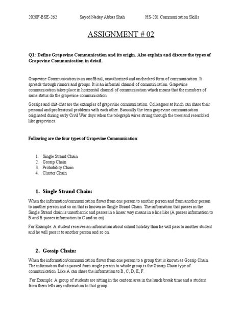 Communication Skills Assignment 2 Pdf Pdf