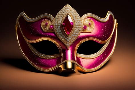 Premium Photo A Pink Mask With A Diamond And The Word Masquerade On It