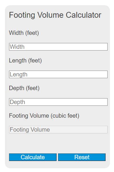 Footing Volume Calculator Calculator Academy