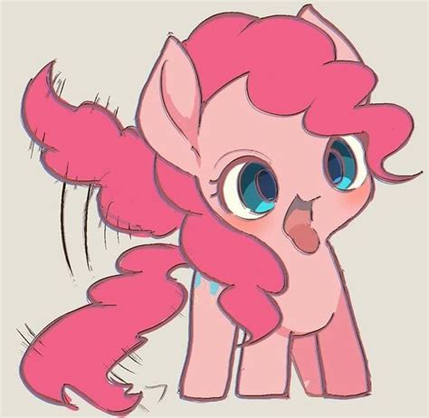 A Pink Pony With Big Blue Eyes Sitting On Top Of Its Back Legs