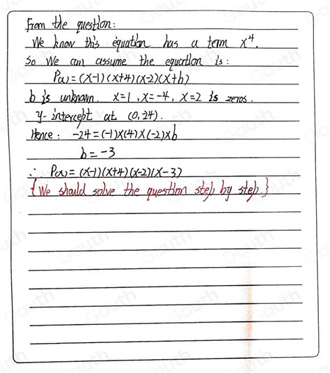 solved write a polynomial equation p x in factored form given the