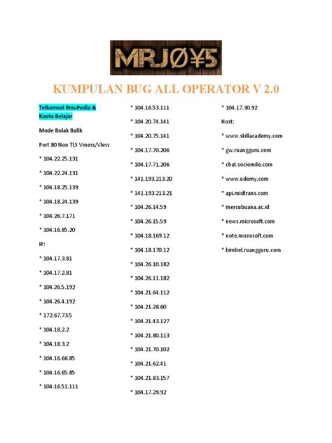 Kumpulan Bug All Operator V 2 Pdf Computer Engineering