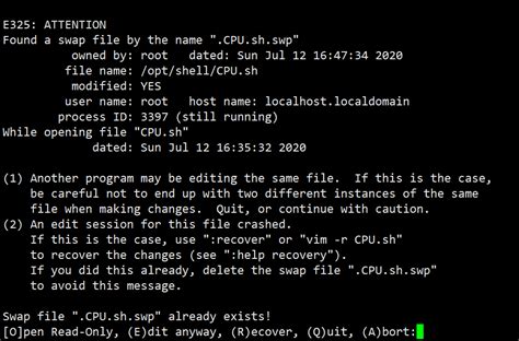Vim打开脚本时出现e325attentionvim Attention Csdn博客