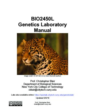 Fillable Online Openlab Citytech Cuny BIO L Genetics Laboratory Manual City Tech OpenLab