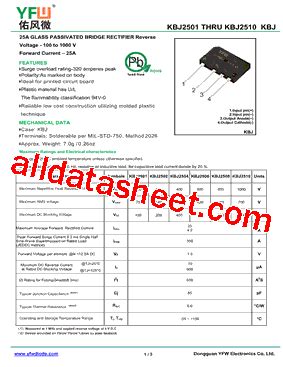 KBJ2510 Datasheet(PDF) - DONGGUAN YOU FENG WEI ELECTRONICS CO., LTD