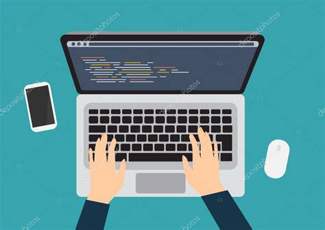Concepto De Programación Y Codificación Vista De ángulo Superior En La