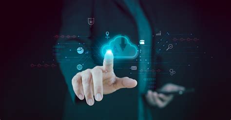 Hand Touching Infographic Cloud Computing And Technology Icons Iot