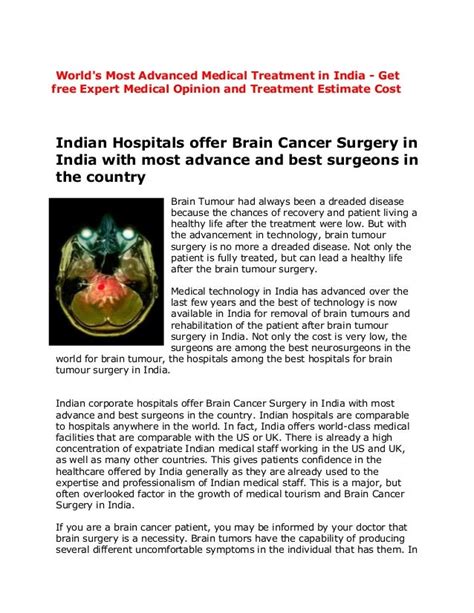 Brain Tumor Surgery At Low Cost In India