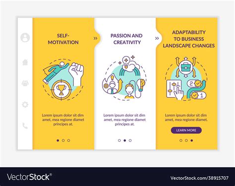 Startup Launch Aspects Onboarding Template Vector Image
