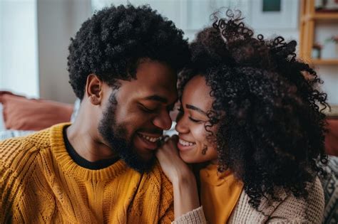 Premium Photo Happy Couple Touching Foreheads At Home