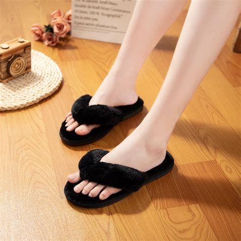 Bag Wizard Womens Home Slippers Plush Flip Flops Cozy Memory Foam Spa Plush Bedroom Slippers