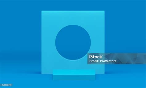 블루 3d 연단 기초 기하학적 경기장 사각형 벽 프레임 원형 구멍 디자인 사실적인 벡터 0명에 대한 스톡 벡터 아트 및 기타 이미지 0명 3차원 형태 건설 프레임
