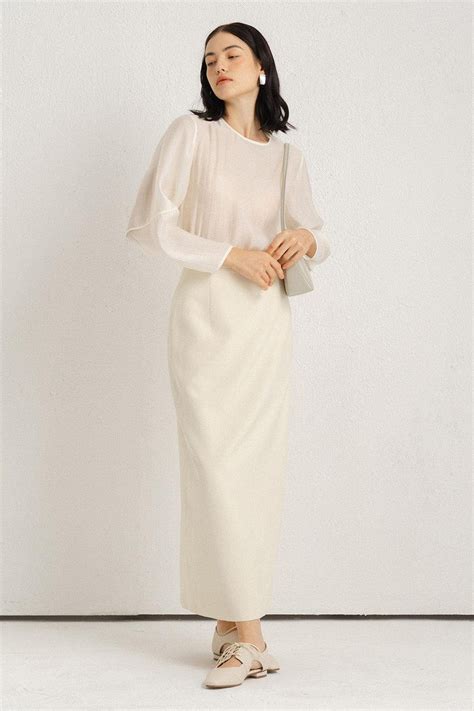 Womens Armani Straight Basic Polycotton Ankle Length Skirt Sml Cream