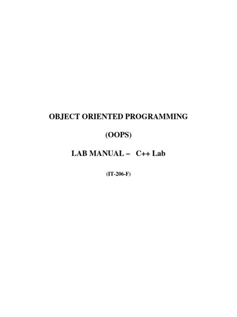 Object Oriented Programming Oops Lab Man Pdf Computer Programming