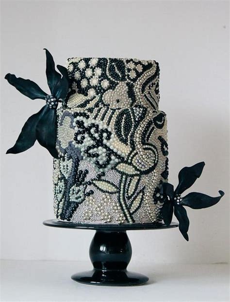 Black And White Beaded Cake Decorated Cake By Happyhills Cakesdecor