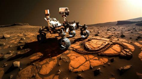 Robot Navigating Rugged Martian Terrain Generative Ai 30711265 Stock