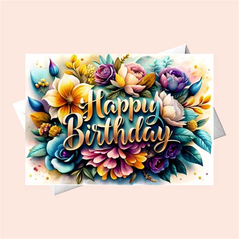 Flowers Happy Birthday Cardprintable Birthday Cardprintable