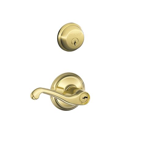 Schlage Fb50 Flair Flair Bright Brass Single Cylinder Deadbolt Keyed