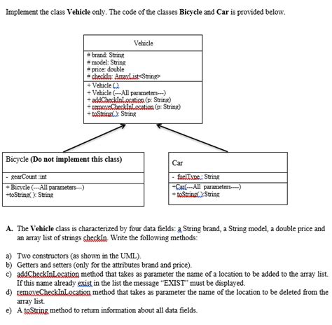 Solved Javalanguage Implement The Class Vehicle Only The