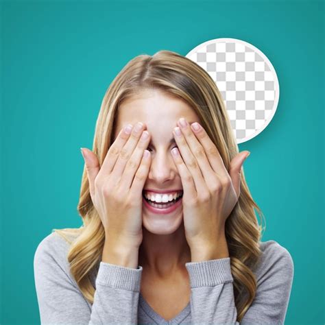 Premium Psd Teenager Girl Standing Over Pink Background Covering Eyes