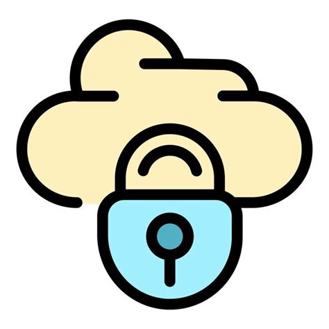 Premium Vector Data Lock Cloud Icon Outline Data Lock Cloud Vector Icon Color Flat Isolated