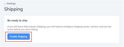 Shipping Settings Support