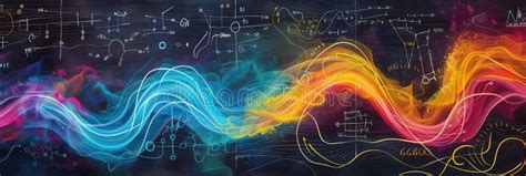 Colorful Waves Of Chalk Strokes Blend Seamlessly With Scientific Formulas And Diagrams On A