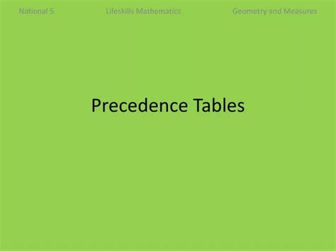 Ppt Precedence Tables Powerpoint Presentation Free Download Id 5289364