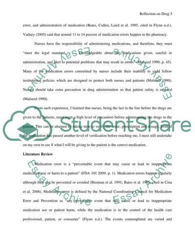 Reflection On Drugs Errors Case Study Example Topics And Well Written Essays 3000 Words