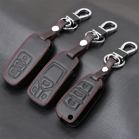 Black Leather Car Key Cover Case For Audi S Line A1 A3 A4 A5 Q2 Q3 Q5