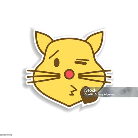 고양이는 이모티콘 스티커 아이콘 색 키스를 보냅니다 모바일 개념 및 웹 애플 리 케이 션 보여주기 위한 Emoji의 요소입니다