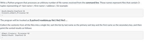 solved write a python program that processes an arbitrary