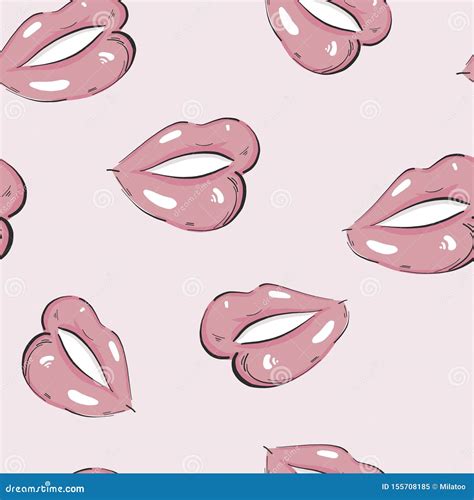 Nude Seamless Opattern With Nude Lips Beauty Hand Drawn Lips