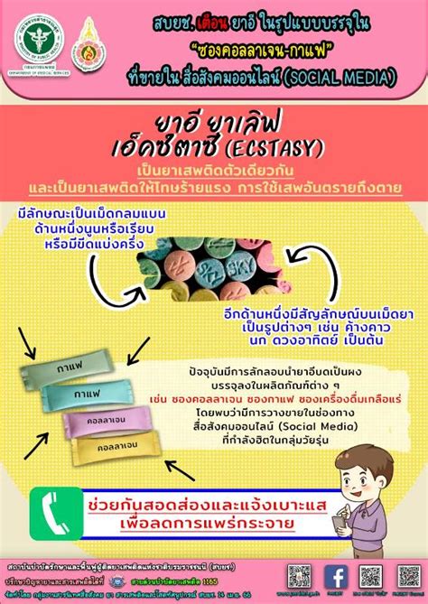 สบยช เตือน ยาอี ในรูปแบบบรรจุในซองคอลลาเจน กาแฟ ที่ขายใน สื่อสังคมออนไลน์ Social Media