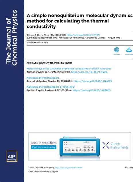 A Simple Nonequilibrium Molecular Dynamics Method For Calculatingthe Thermal Conductivity Pdf