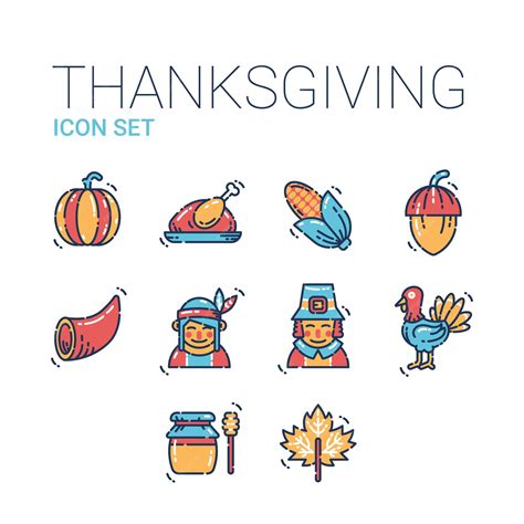 Premium Vector Thanksgiving Set Icons