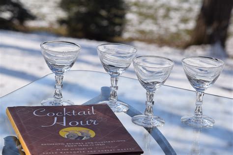 Vintage Etched Wine Glasses 3 Oz After Dinner Drink Glasses