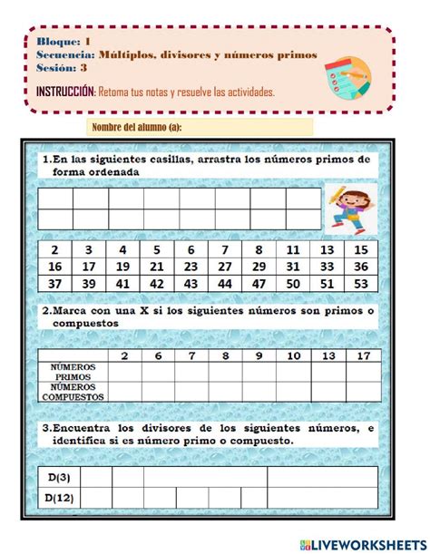 Hojas De Trabajo De Números Primos Y Compuestos