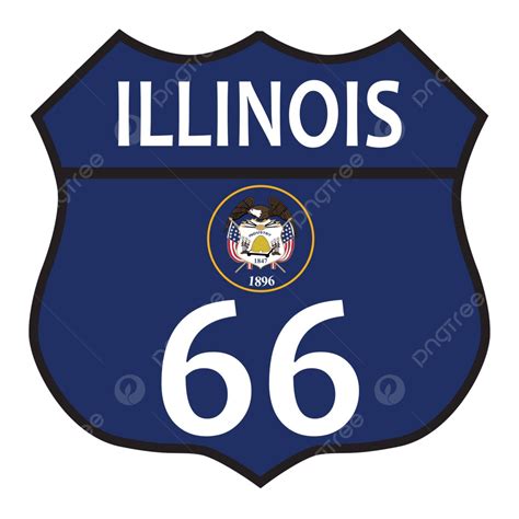Route 66 Illinois Sign And Flag State Highway Will Rogers Vector State