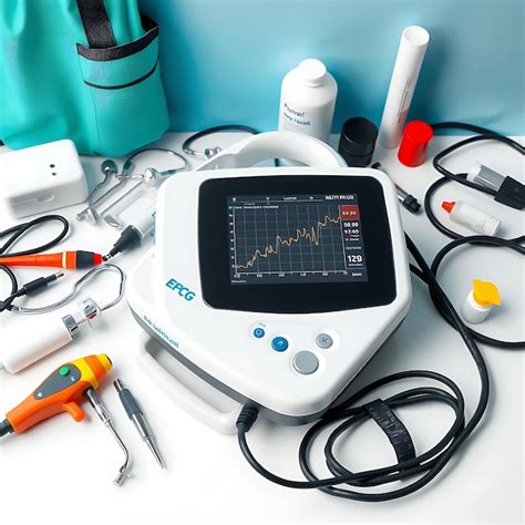 Portable Ecg Machine With Medical Tools Premium Ai Generated Image